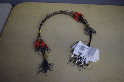 12 Pack Fishing Gulf Rigs BRSD-2RB Black 2 Drop Steel Wire Rig 3 Barrel ...