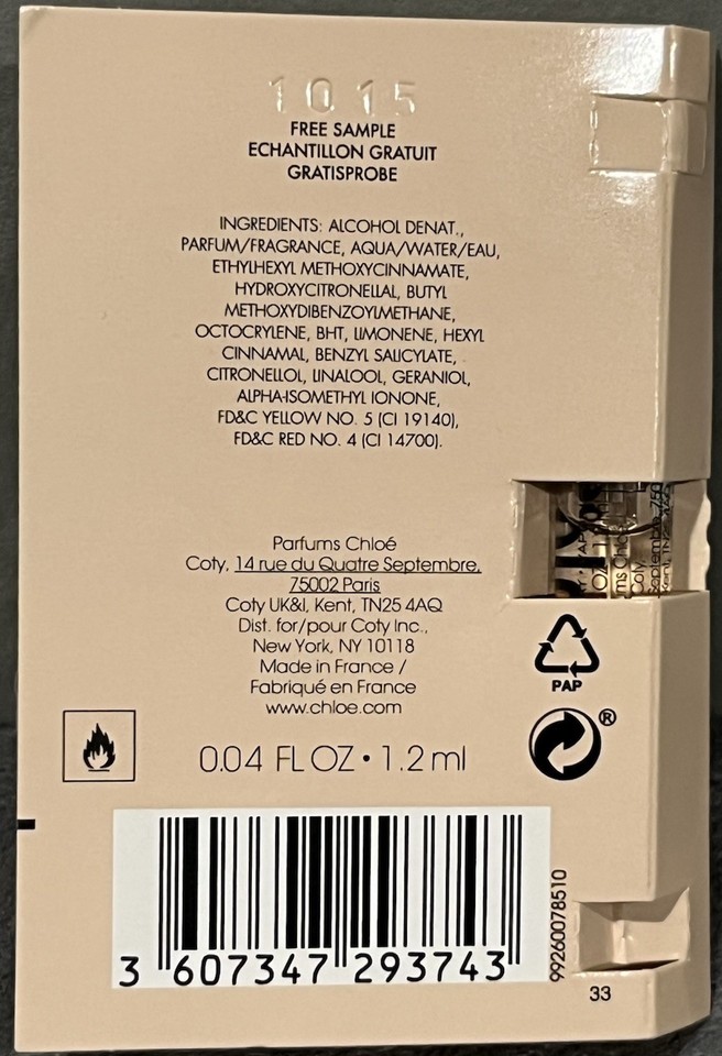 Chloe Sublime Powdery Rose Travel Fragrance Parfums Perfume Sample ...