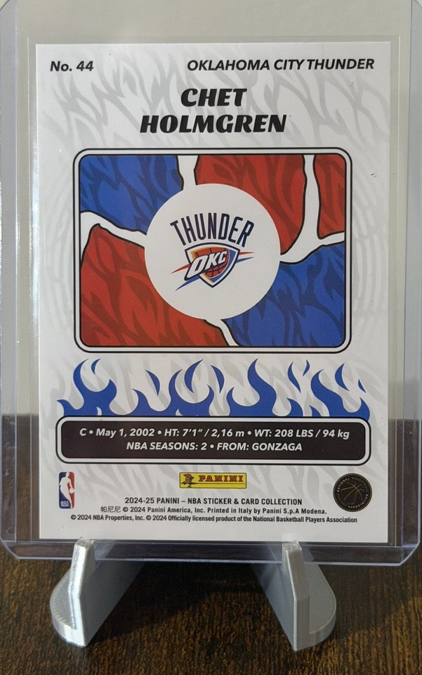 2024-25 Panini NBA Sticker & Card #44 CHET HOLMGREN COLOR MATCH /215 ...