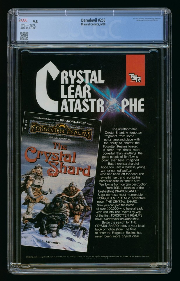 DAREDEVIL #255 (1988) CGC 9.8 1st MEETING TYPHOID MARY WHITE PAGES | eBay