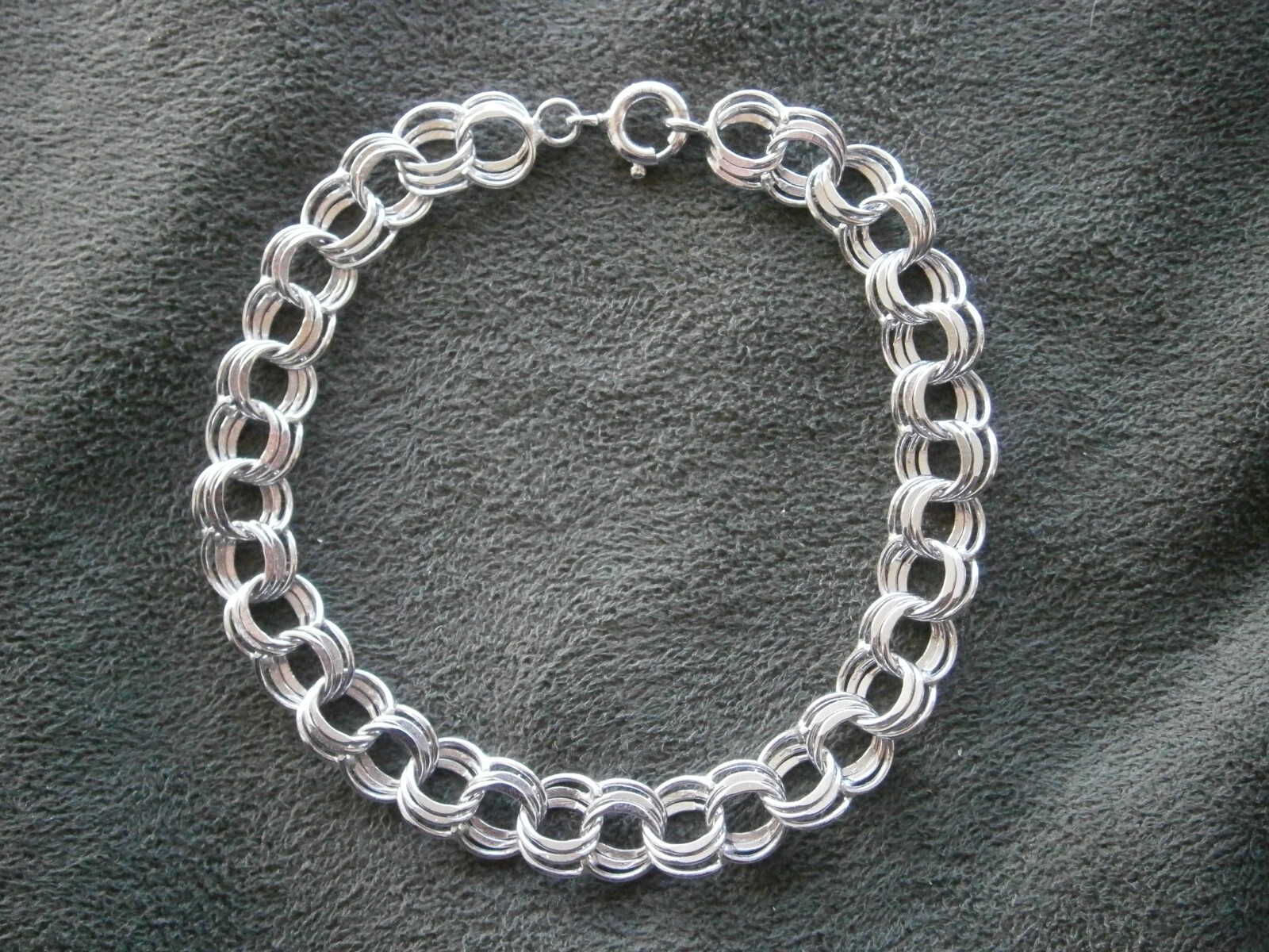 Triple Fixed Hammered Cable Link Vtg Sterling Silver … - Gem