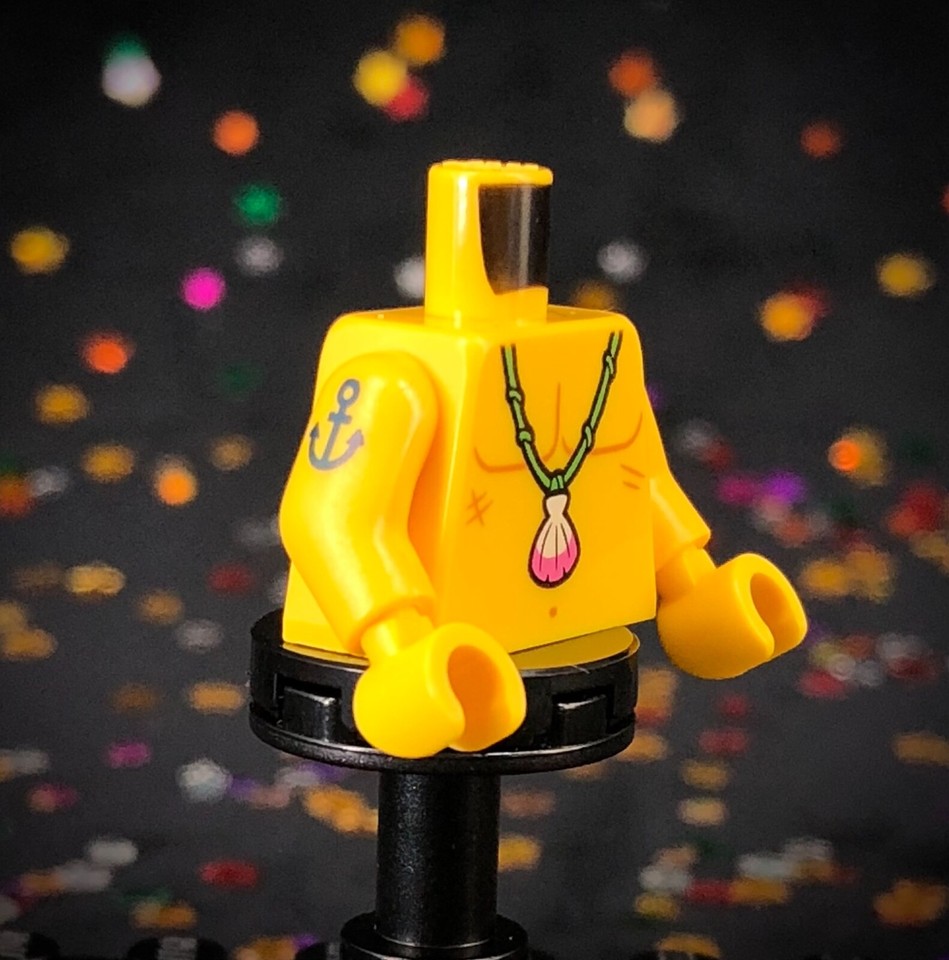 NEW LEGO Yellow Bare Chest Seashell Necklace Minifigure Torso Decorated ...