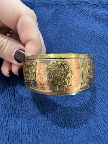 Vtg Aztec Mayan Peruvian Copper Bracelet, 25g, 6.5in Long, 1in Wide | eBay