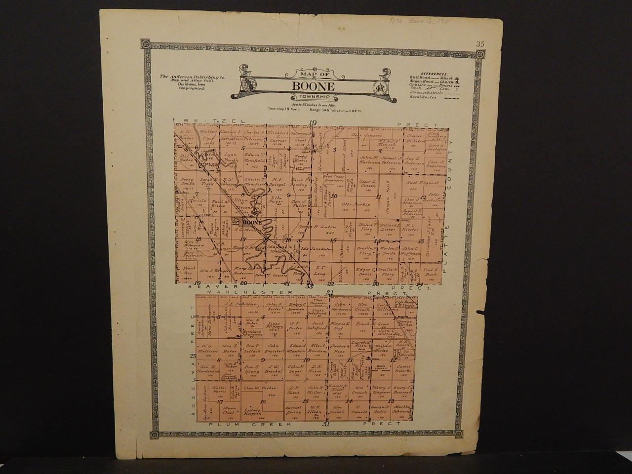 Nebraska Boone County Map Boone Township c.1918 J14#47 | eBay