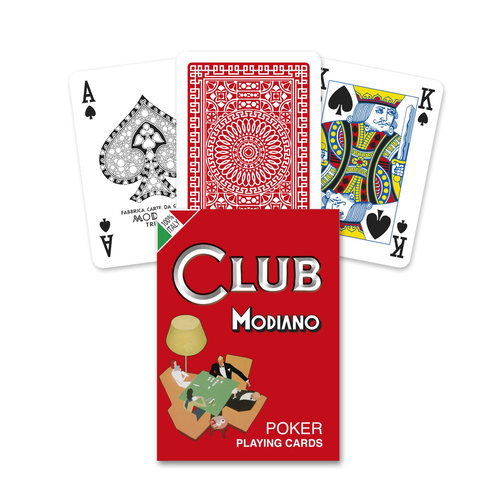 Poker Club Red Back Playing Cards Deck Poker Size Made in Italy Modiano ...