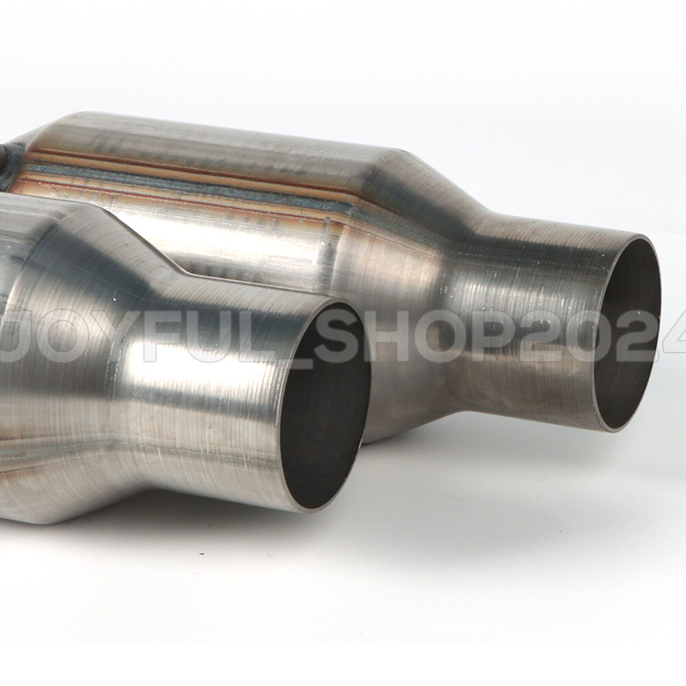 2Pcs 2.5" Universal High Flow Performance Catalytic Converter Stainless ...