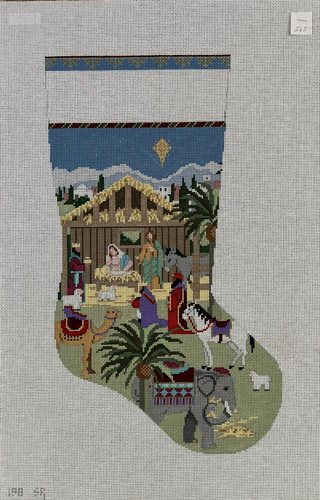 Susan Roberts Nativity Scene Handpainted Stocking Needlepoint Canvas ...