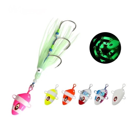 100g-200g Slow Pitch Hybrid Jigs Lumo Fishing Lure Snapper Dhu Kingfish ...
