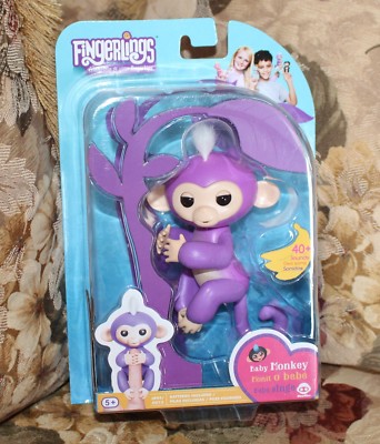 WowWee Fingerlings Mia Interactive Baby Monkey Purple White Hair M6 | eBay