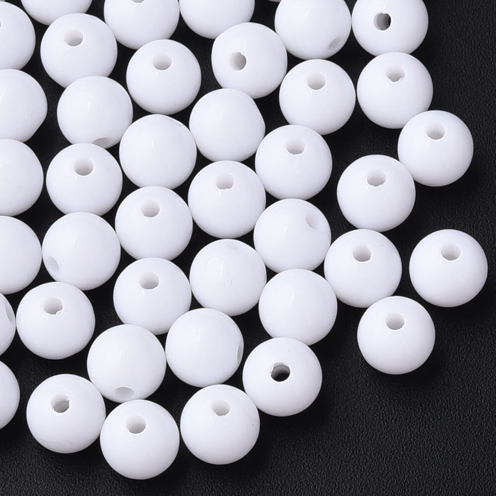 50 x Acrylperle rund, 8mm x 7mm, opak, Farbwahl Acryl Perlen Beads DIY ...