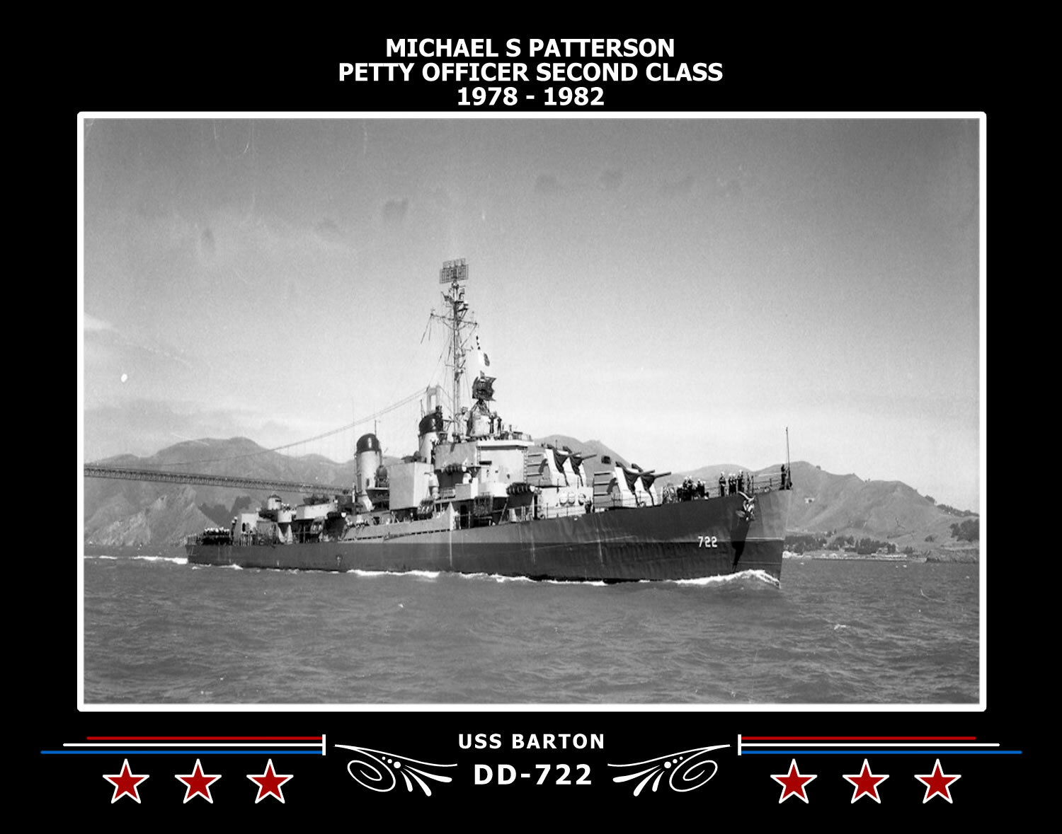 Navy Emporium USS Barton DD-722 Canvas Photo Print 309DD722 | eBay