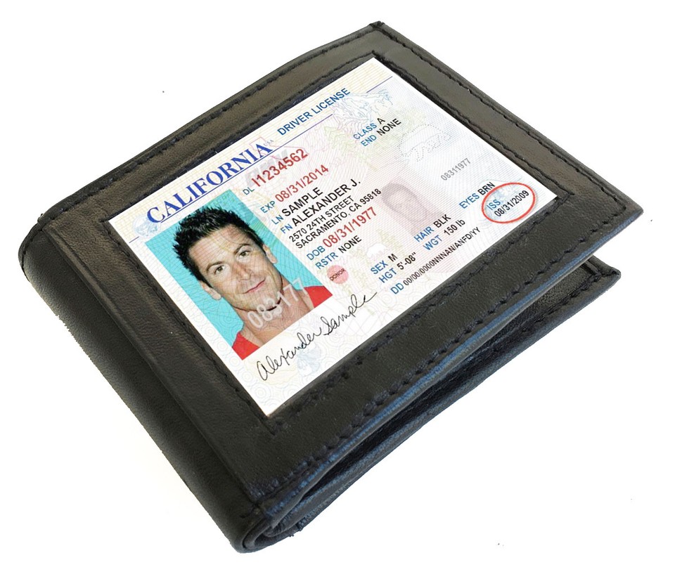 Black Genuine Leather Bifold Spring loaded Money Clip Mens Wallet Front ...