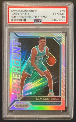 2020 Panini Prizm LaMelo Ball RC Rookie Emergent SILVER PRIZM SP PSA 10 ...