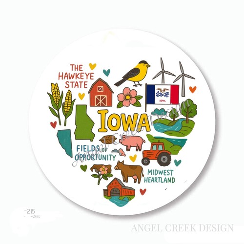 STATE OF IOWA STATE STICKERS ENVELOPE SEALS SCRAPBOOK STICKERS FAVORS ...