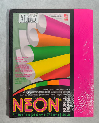 Pacon 104331 Neon Letter Size 24lb Bond Paper 100 Sheets | eBay