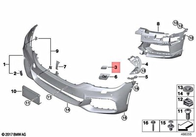 Genuine BMW G30 G31 518d Cover Headlight Washer Unit Primed Left ...