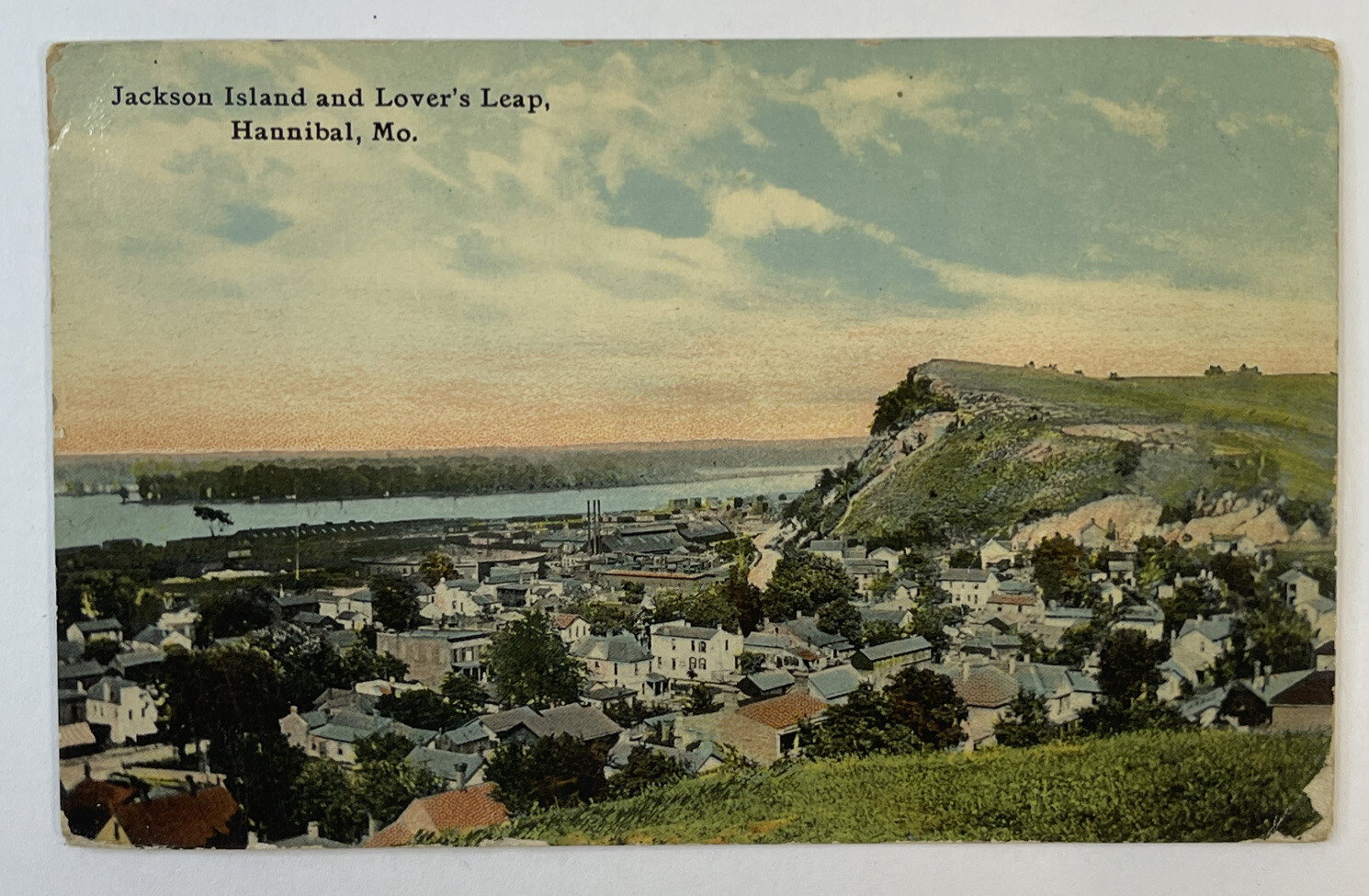 Hannibal Missouri Lover's Leap & Jackson Island Mississippi River 1920s ...