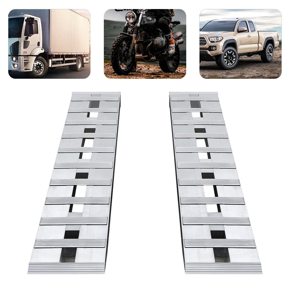 Truck Car Auto Trailer Ramps Universal Hook Aluminum Loading Ramps 2 ...
