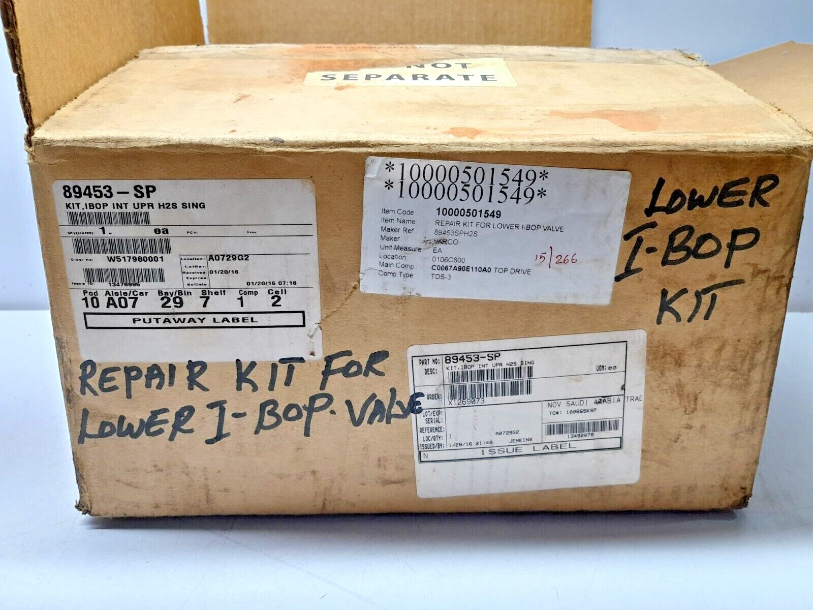 NOV National Oilwell Varco 89453-SP Repair Kit For Lower I-BOP Valve ...