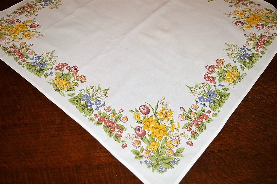 SPRING GARDEN RAINBOW OF DAFFODILS & TULIPS! VTG GERMAN PRINT ...