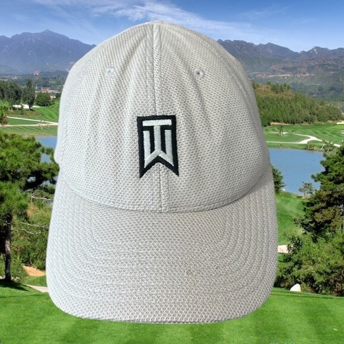 Nike Tiger Woods Flex Fit Beige Black Golf Hat w/Embroidered TW Logo ...