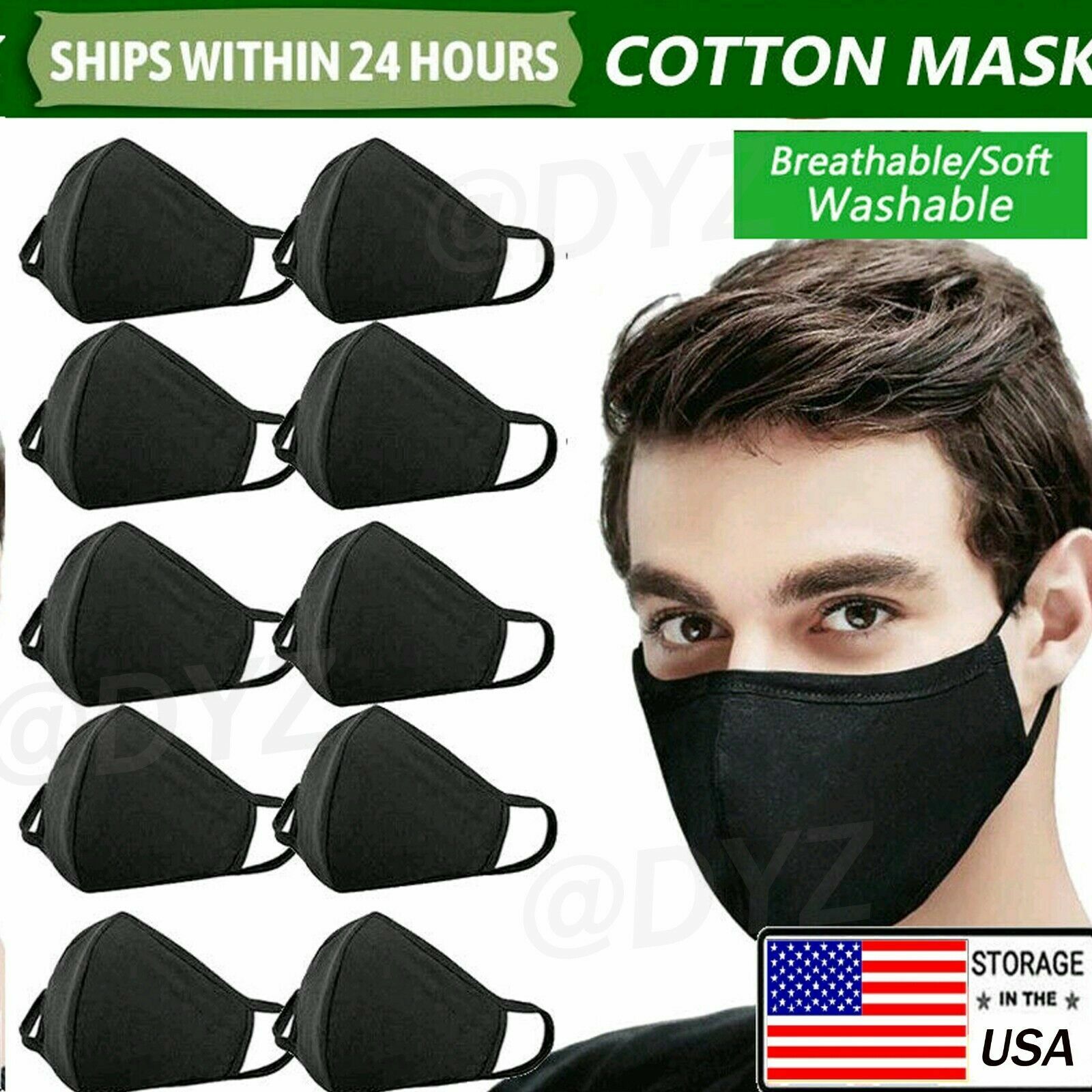 100 PACK Unisex Cotton Cloth Face Mask W/POCKET Washable Masks Cover ...