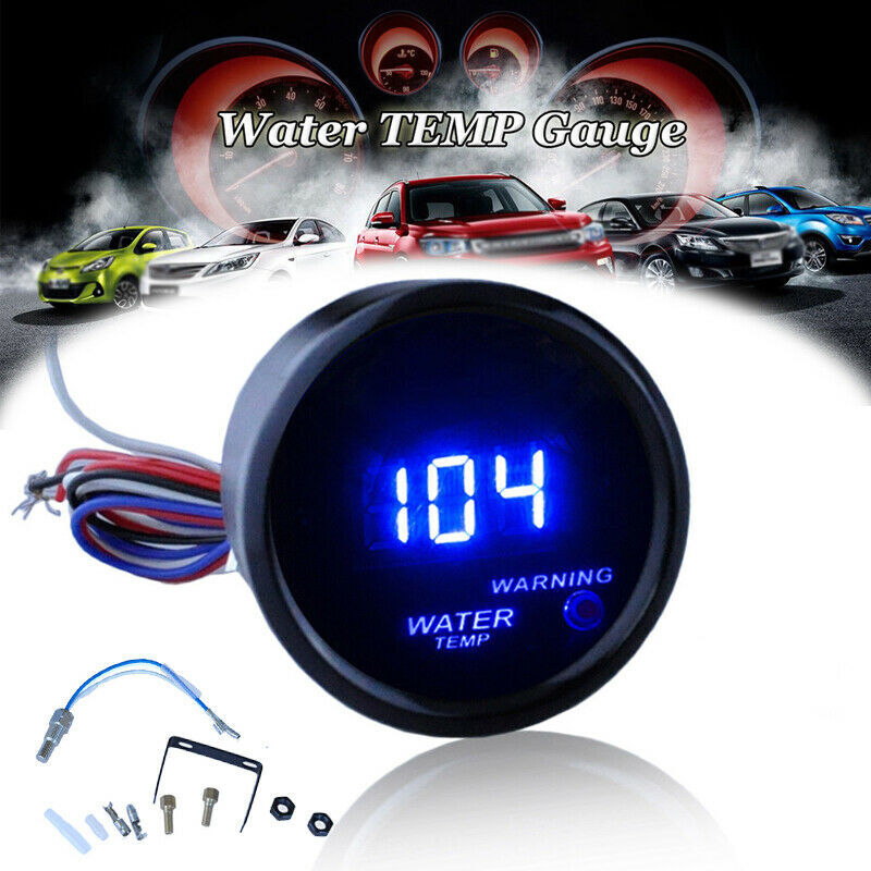 Blue Digital Readout Water Temp Gauge Car Universal Electric 104-245 ...