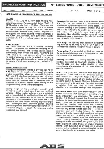 SUBMERSIBLE PUMP, 105 HP, SULZER VUP 0802, WASTEWATER SPARE PUMP | eBay