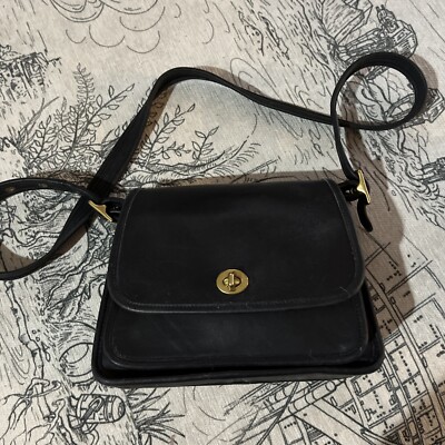 Vintage Coach Legacy Rambler Black Leather Crossbody 9061 Brass ...
