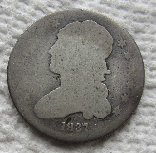 1837 25C Capped Bust Silver Quarter Rare Date Type Coin Worn Cleaned ...