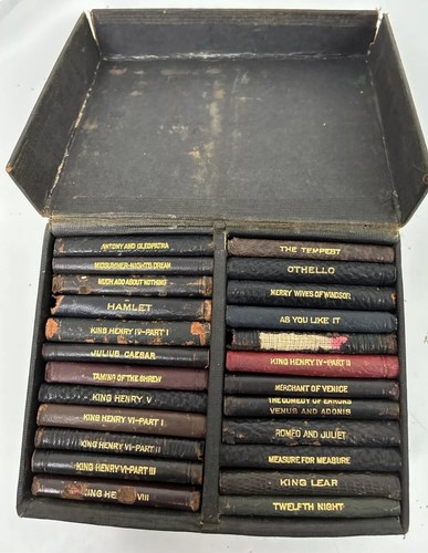Vintage Full Set of 24 Leather Shakespeare Miniature Books in Box ...