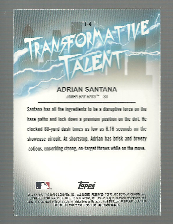 2023 Bowman Draft - Transformative Talent #TT-4 Tampa Bay Rays (RC) | eBay