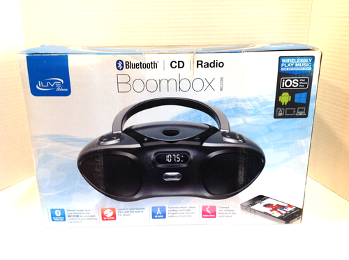 NOB iLive IBC233B Bluetooth v5.0 Boombox w/ CD/FM Radio,Supports ...