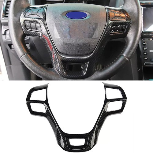 For 2016-19 Ford Explorer Carbon Fiber Steering Wheel Button Frame Trim ...