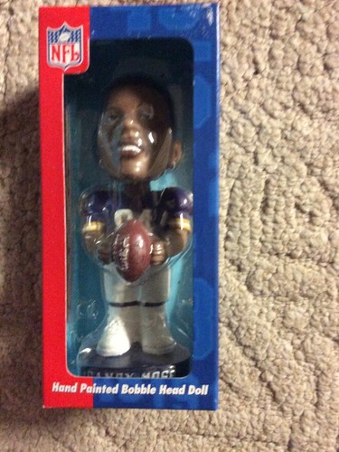 RANDY MOSS HAND-PAINTED BOBBLEHEAD NEW IN BOX NFL QB CLUB #84 VIKINGS ...