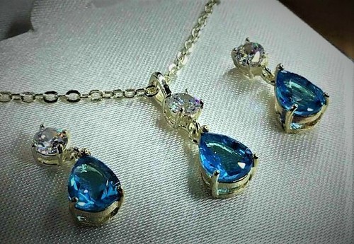 City Rox Blue Zircon & Cubic Zirconia Necklace & Earrings Set | eBay