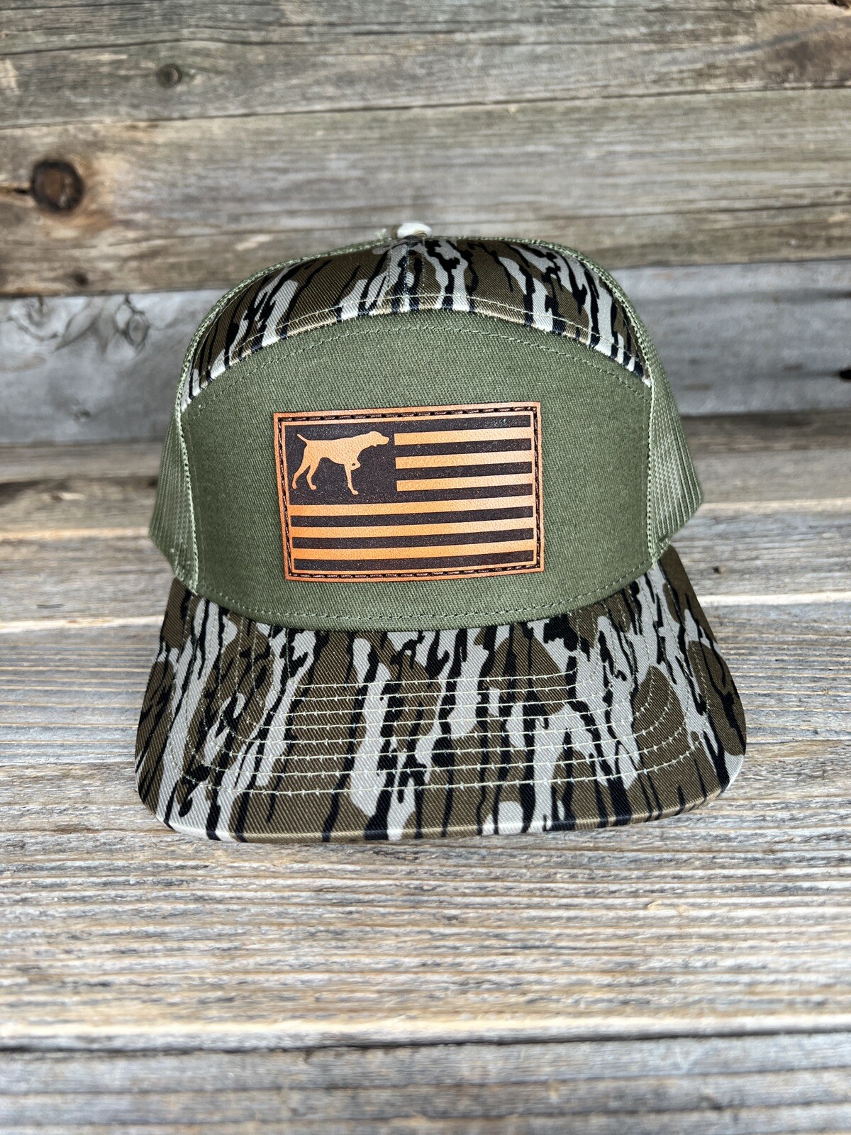 GSP Pointer Flag Leather Patch Bottomland/Olive 7 Panel Trucker Hat | eBay
