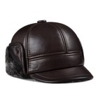 Men's Ear Hat Genuine Leather Hat Winter Warm Cowhide Cap Hats ...