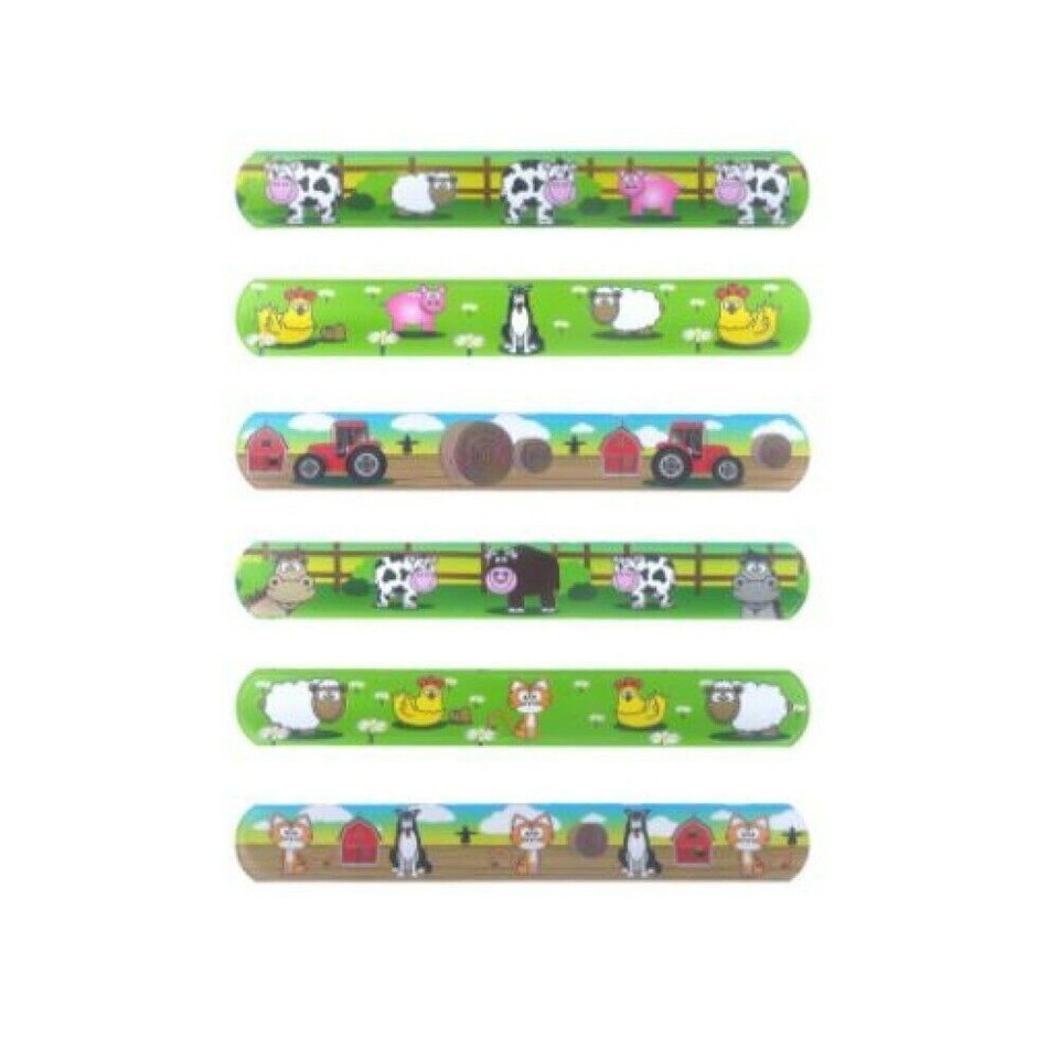 Assorted 1 desgn iFarm Animals Slap Bands Snap Bracelets Kids Birthday ...