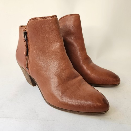 Frye Judith Double Zip Heel Bootie 8M Brown Leather Stacked Heel Ankle ...