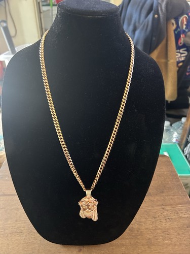 Rose gold Over 925 Sterling Silver Miami Cuban X Moissanite Jesus Piece ...