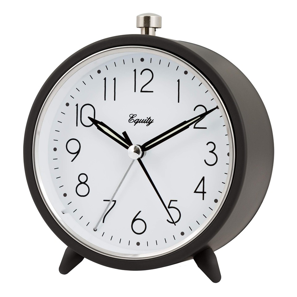 Equity 20091 5 Inch Silent Sweeping Quartz Metal Alarm Clock, Dark Gray ...