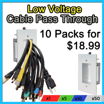 Wall Plate Low Voltage Cable Pass Through Mounting Box Organize Cables ...