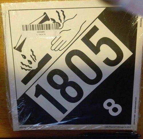 Labelmaster ZEZ41805 1805 Corrosive Hazmat Placard, E-Z Removable Vinyl ...
