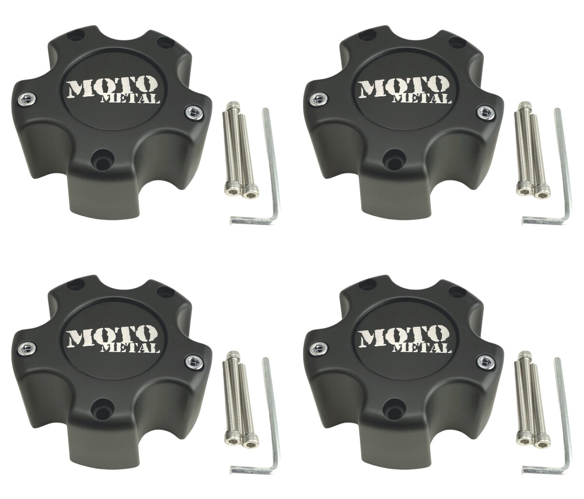 4 NEW Moto Metal MO909 MO959 MO961 Matte Black Wheel Center Caps 5x5 5 ...