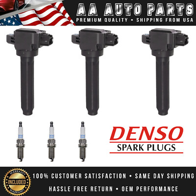 Ignition Coil UF815 & Denso Spark Plug 3PCS for 2014-2015 Mitsubishi ...