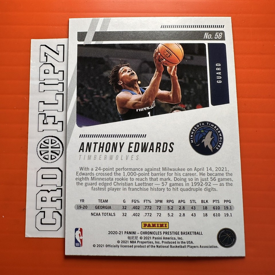 ANTHONY EDWARDS CARD #58 Prestige | eBay