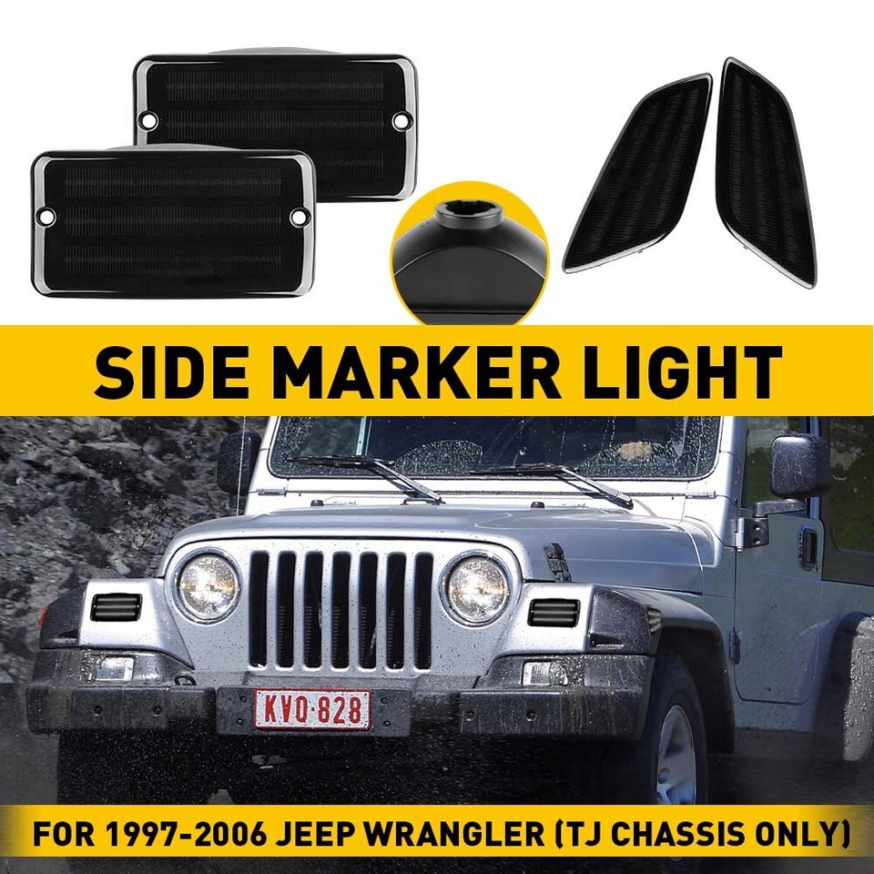 For 1997-2006 Jeep Wrangler TJ Smoke Bumper Fender Signal Side Marker ...