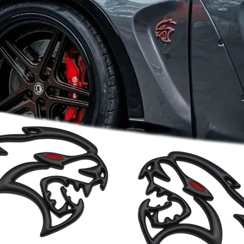 2x Metal Matte Black Devil Cat Hellcat Fender Side Emblems Badge Car ...