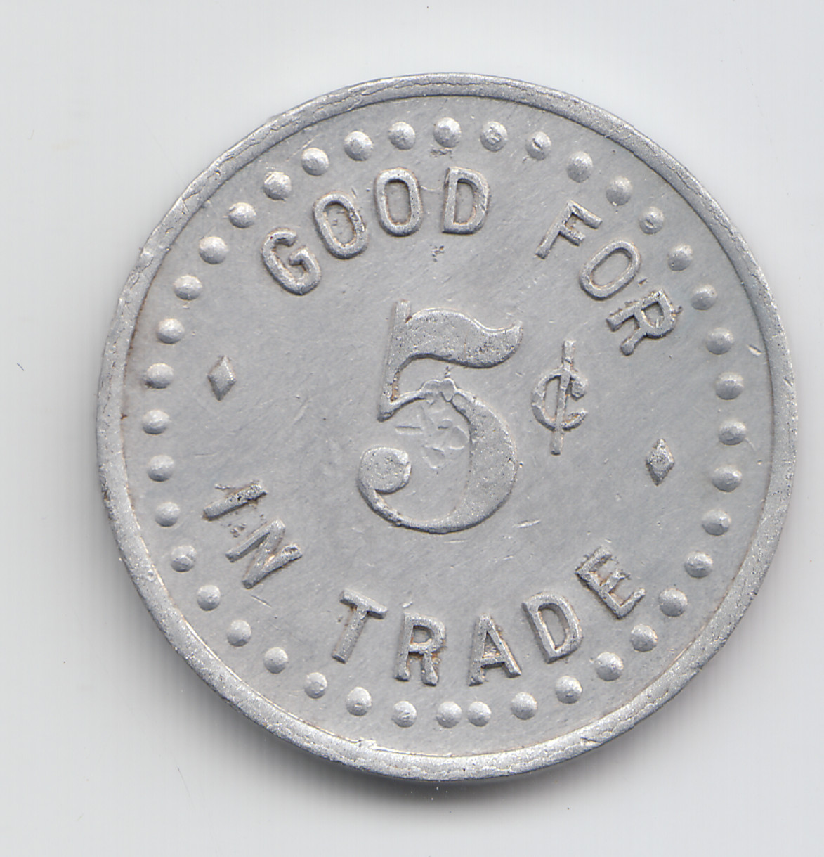 The Town-Club Bar Good For 5 Cents in Trade token Iron River Wisconsin ...